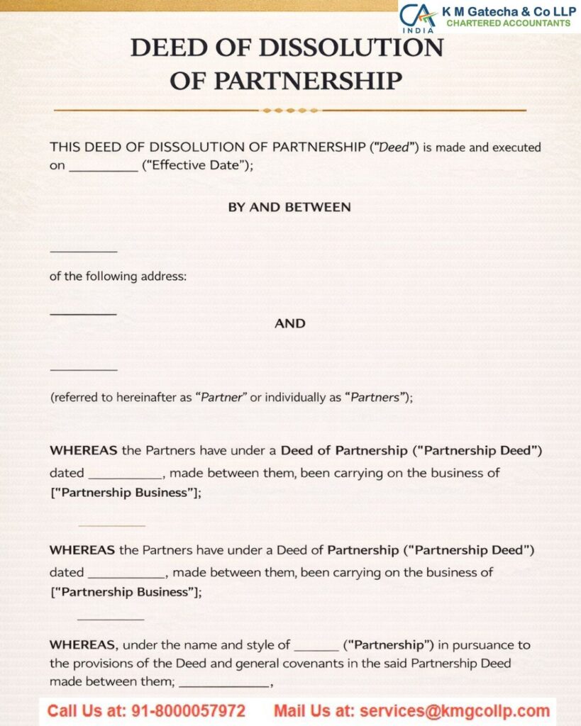 Dissolution Deed of Partnership Firm Format – Download Legal Draft (PDF)