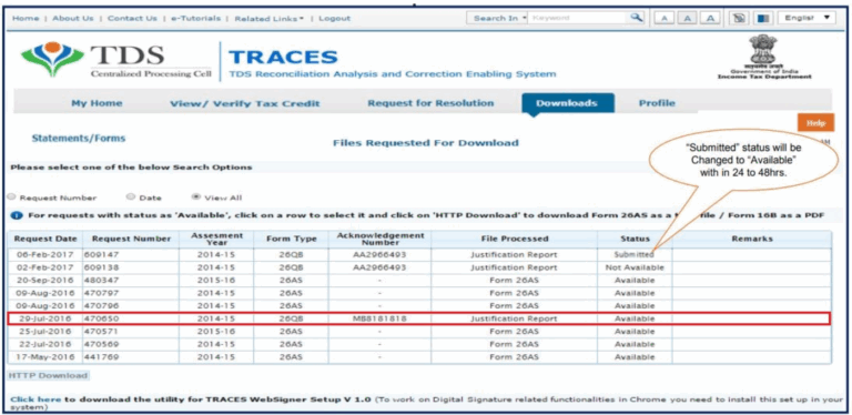 TRACES: How to Download the Form 26QB Justification Report - KMG CO LLP