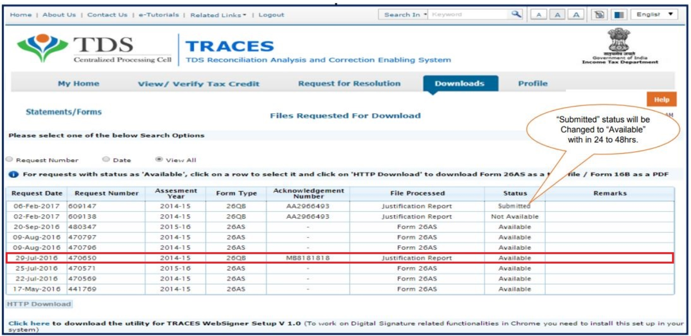 TRACES: How to Download the Form 26QB Justification Report - KMG CO LLP