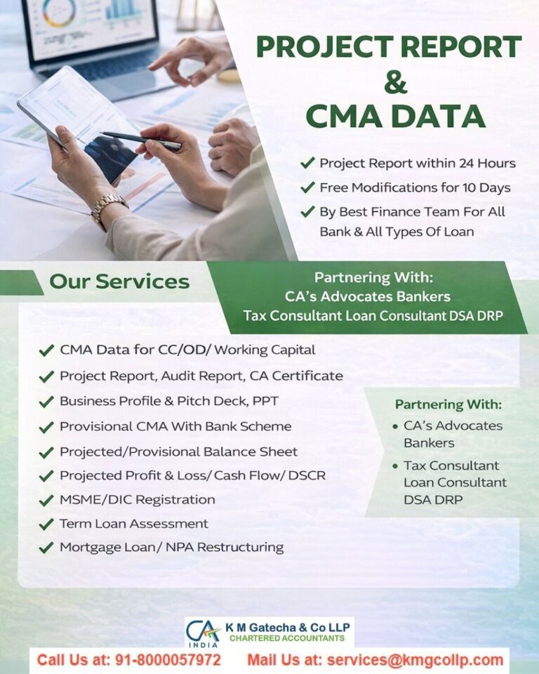 Complete Project Report and Detailed CMA Report for Bank Financing